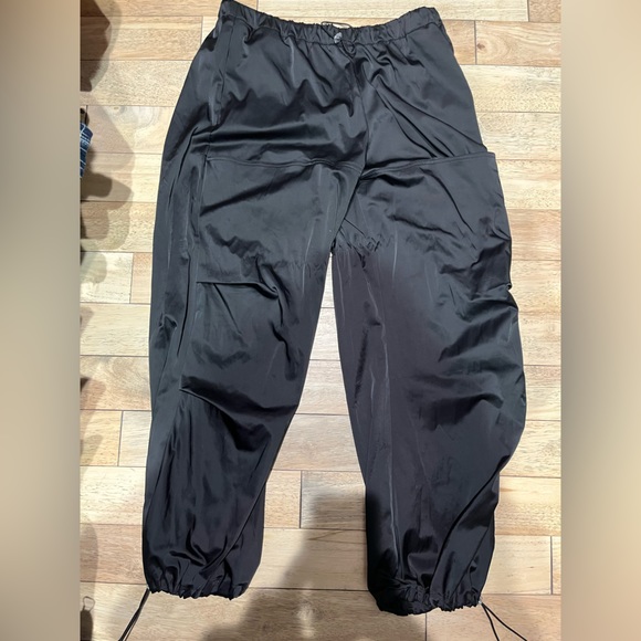 Pants & Jumpsuits | Black Satin Like Parachute Pants | Poshmark